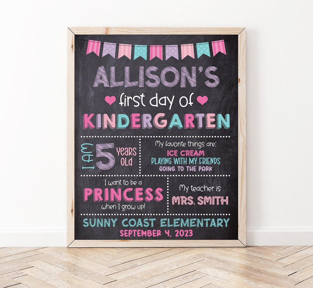 First Day of School Chalkboard Sign Printable, Editable Chalkboard Back ...