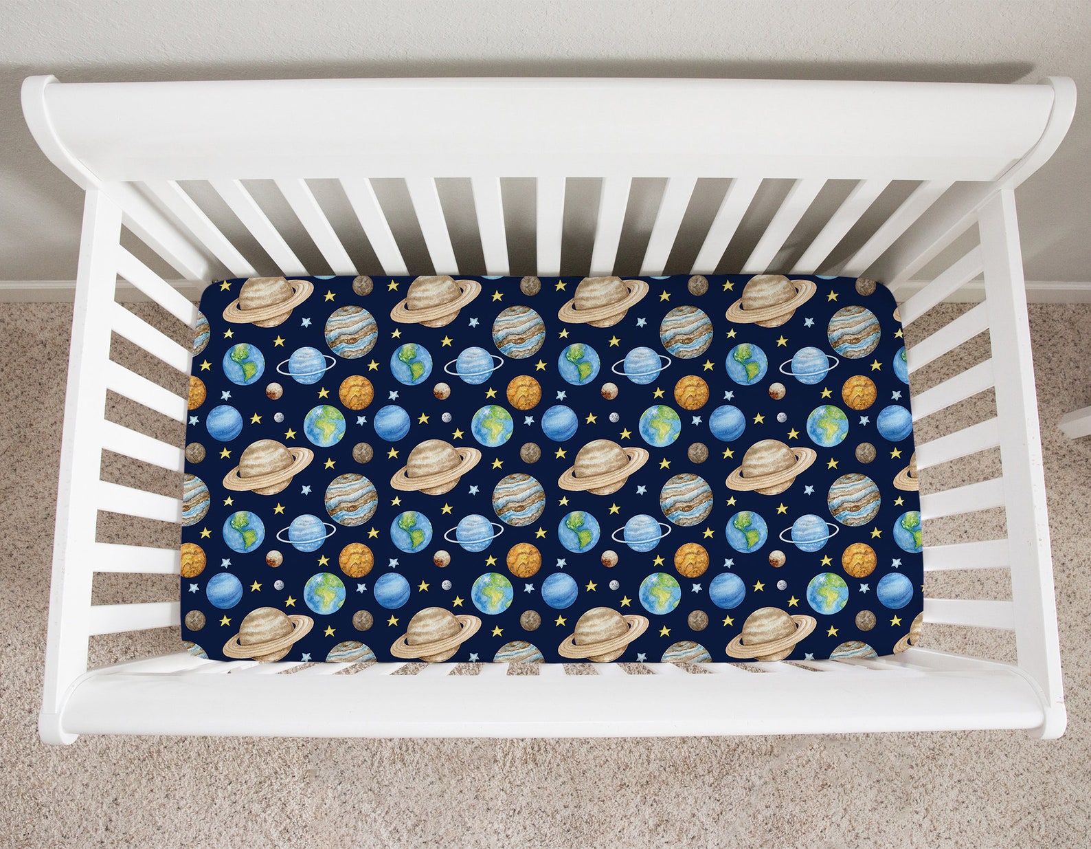 Space Crib Bedding Set, Space Nursery, Baby Boy Crib Bedding, Space ...