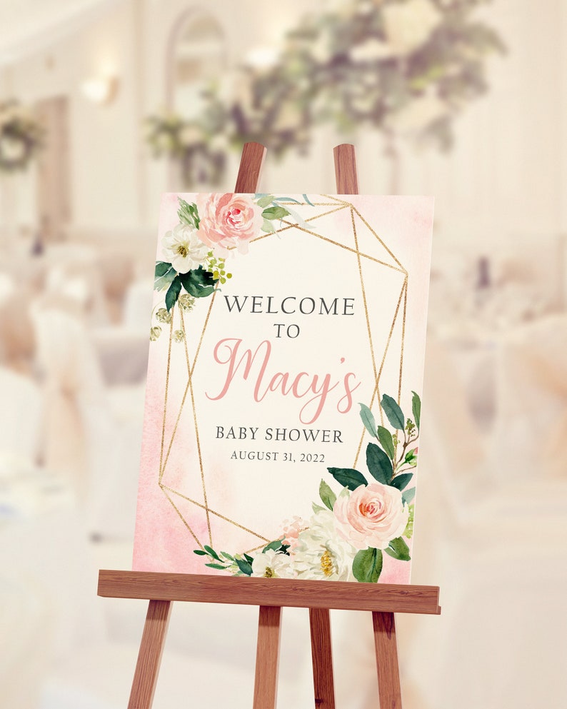 Floral Baby Shower Welcome Sign Girl Baby Shower Sign Baby - Etsy
