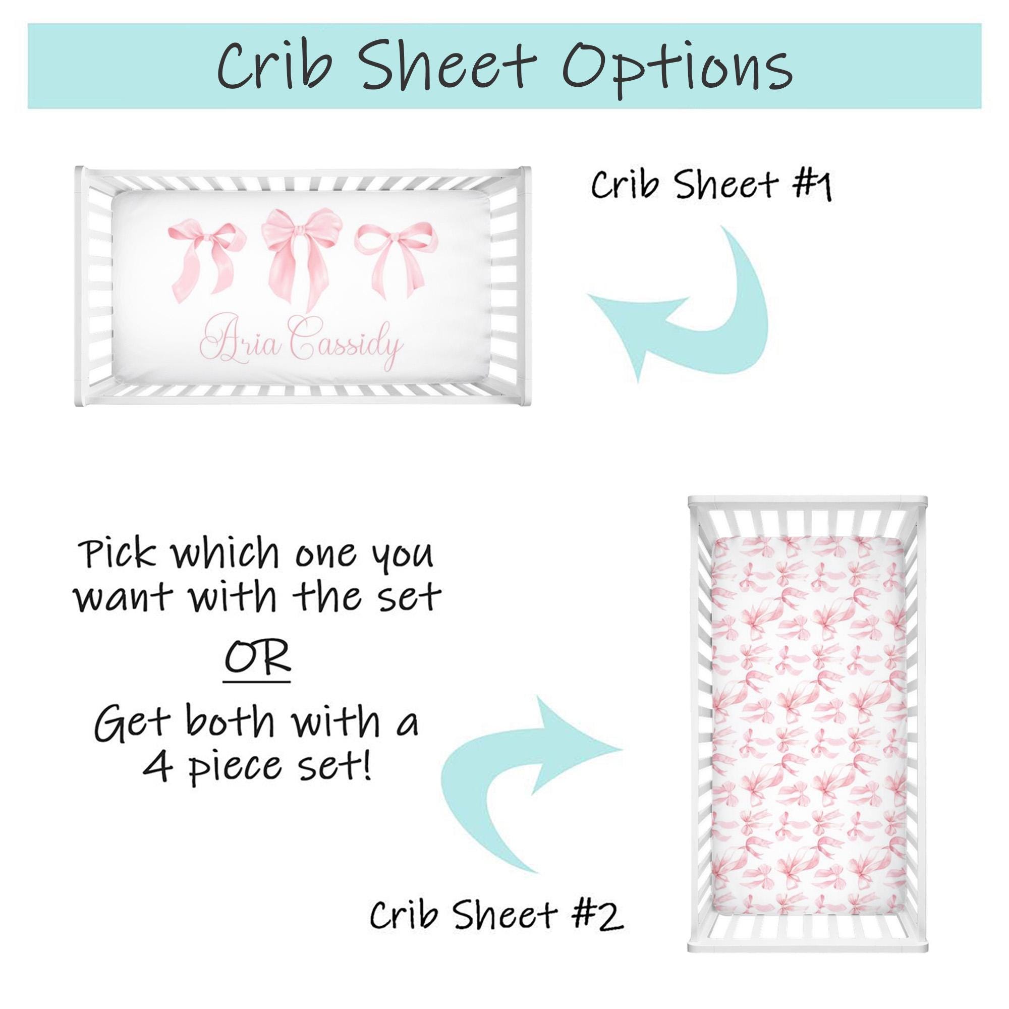 Pink Bow Crib Bedding Set, Personalized Baby Girl Crib Bedding ...