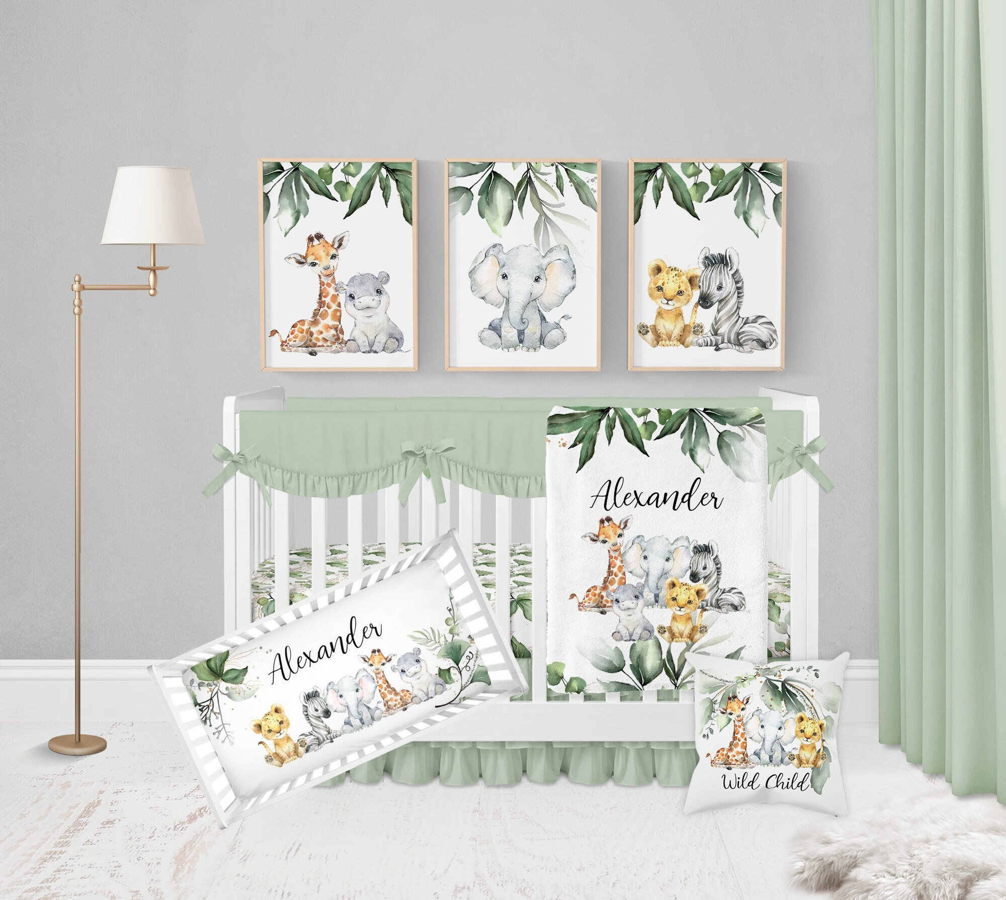 Safari Crib Bedding Set Baby Boy Crib Bedding Set Boy Safari | Etsy