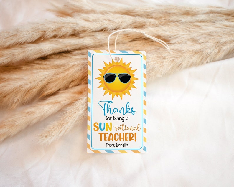 Editable Sun-sational Teacher Gift Tag End of Year - Etsy