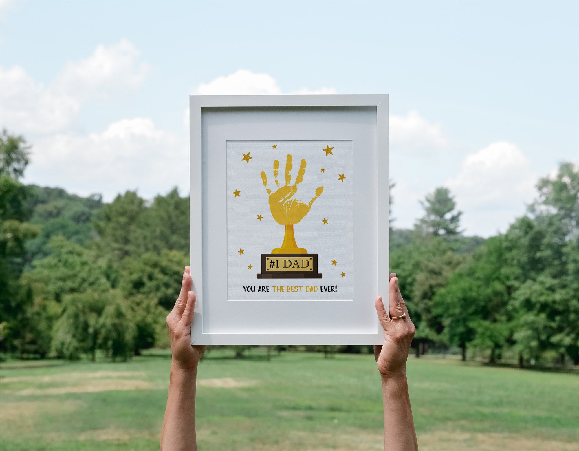 Trophy Handprint Art for Dad, Fathers Day Handprint Craft Printable ...