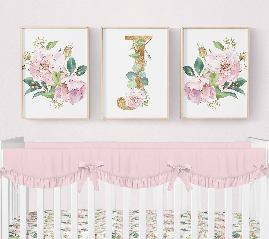 Personalized Baby Floral Nursery Prints, Floral Nursery Decor, Set of 3 ...