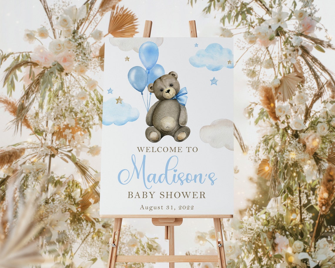 Teddy Bear Baby Shower Welcome Sign Bear Baby Shower - Etsy