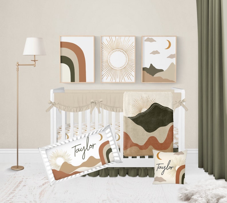 Boho Crib Bedding Set, Crib Bedding Set Boy, Boho Nursery, Baby Boy ...