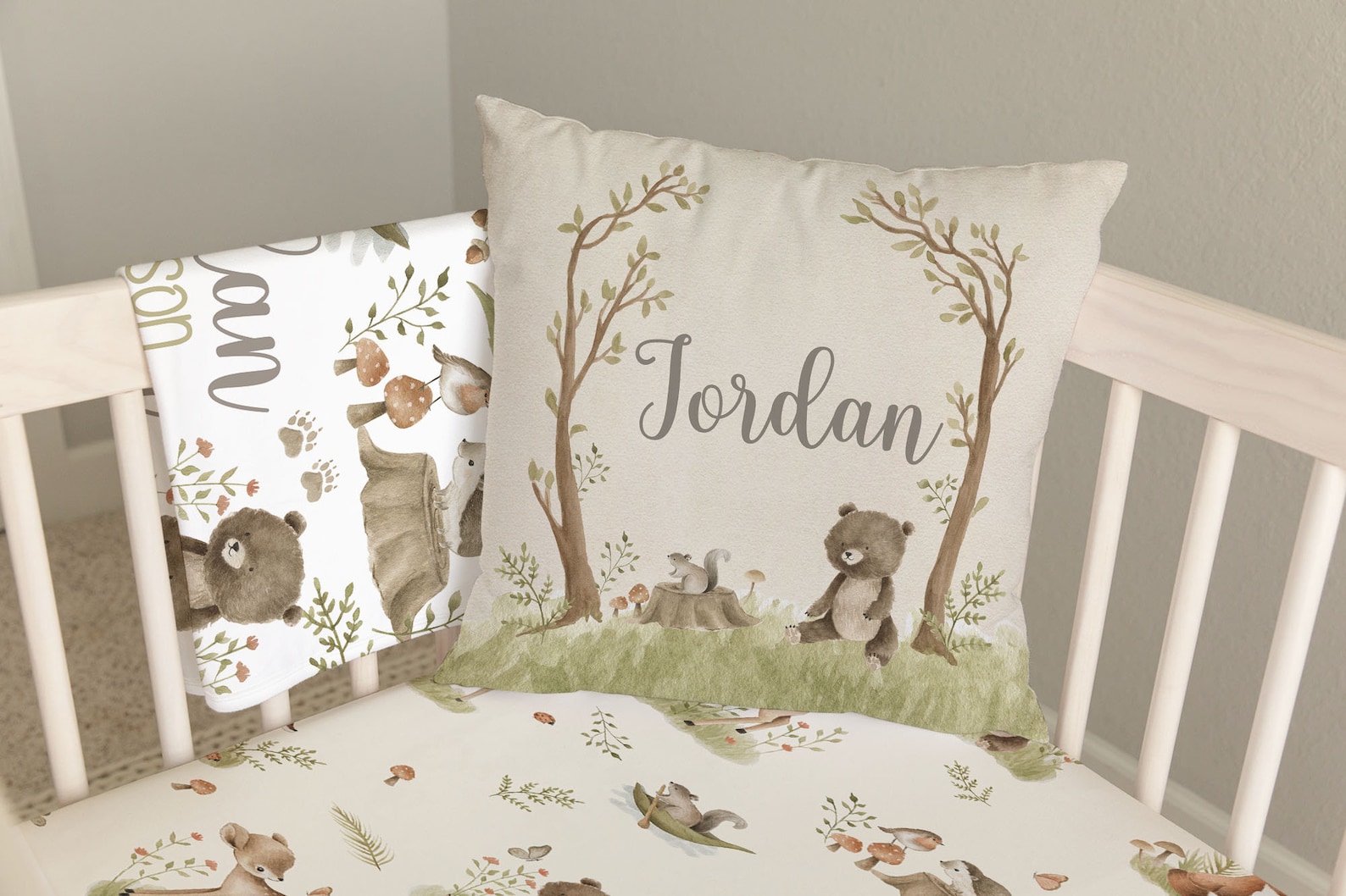 Woodland Crib Bedding Set, Gender Neutral Crib Bedding, Baby Boy Crib ...