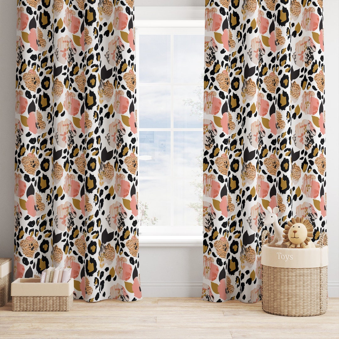 Leopard Window Curtains, Leopard Nursery Curtains, Girl Nursery ...
