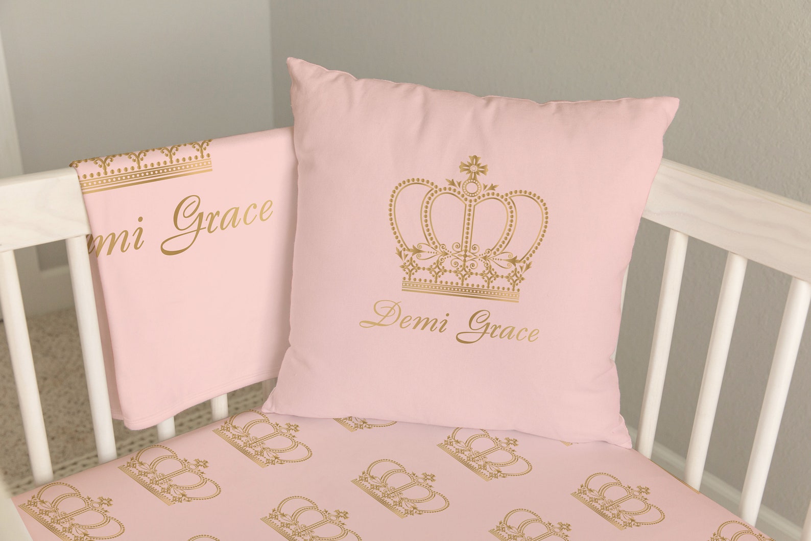 Princess Crib Bedding Set, Baby Girl Crib Bedding Set, Personalized ...