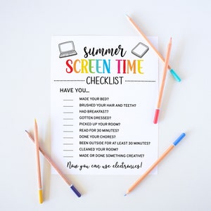 Editable Summer Screen Time Rules for Kids, Summer Planner, Printable ...