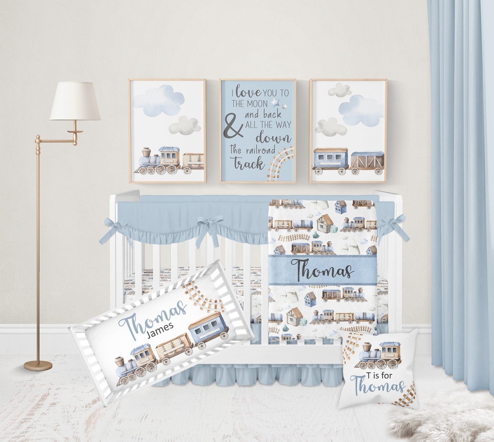 Train Crib Bedding Set Baby Boy Crib Bedding Travel Nursery - Etsy