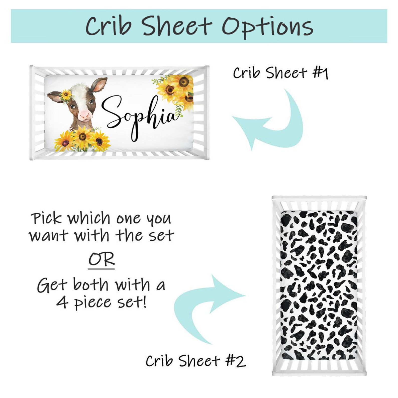 Baby Girl Crib Bedding Set Cow Crib Bedding Cow Print - Etsy