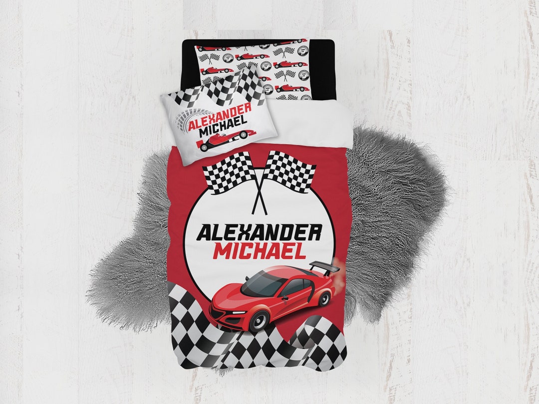 Race Car Bedding Set, Boy Bedding Twin, Personalized Race Car Comforter ...