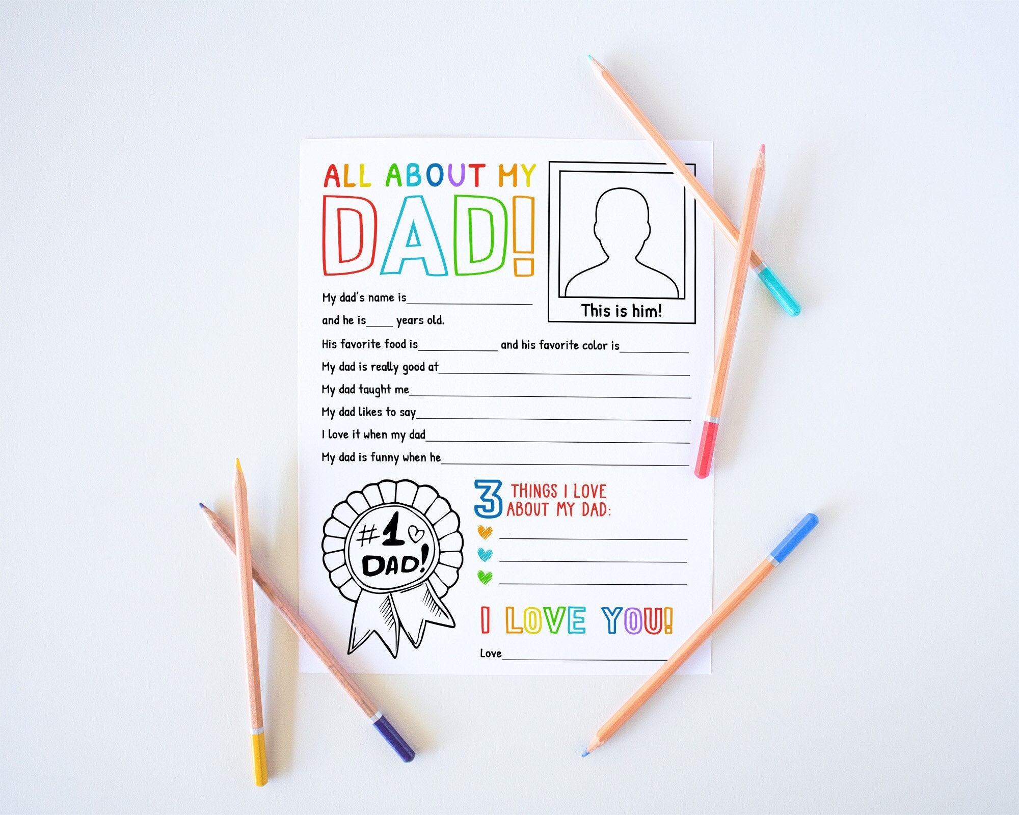 All About My Dad Printable, All About Dad Fathers Day Gift From Kids ...