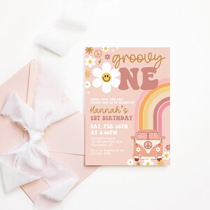 Editable First Birthday Groovy One Birthday Party Invitation, Groovy ...
