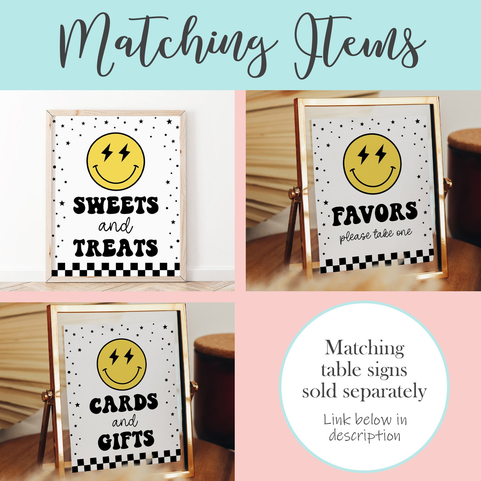 Smile Face Food Party Sign, One Happy Dude Birthday Sign, One Cool Dude ...