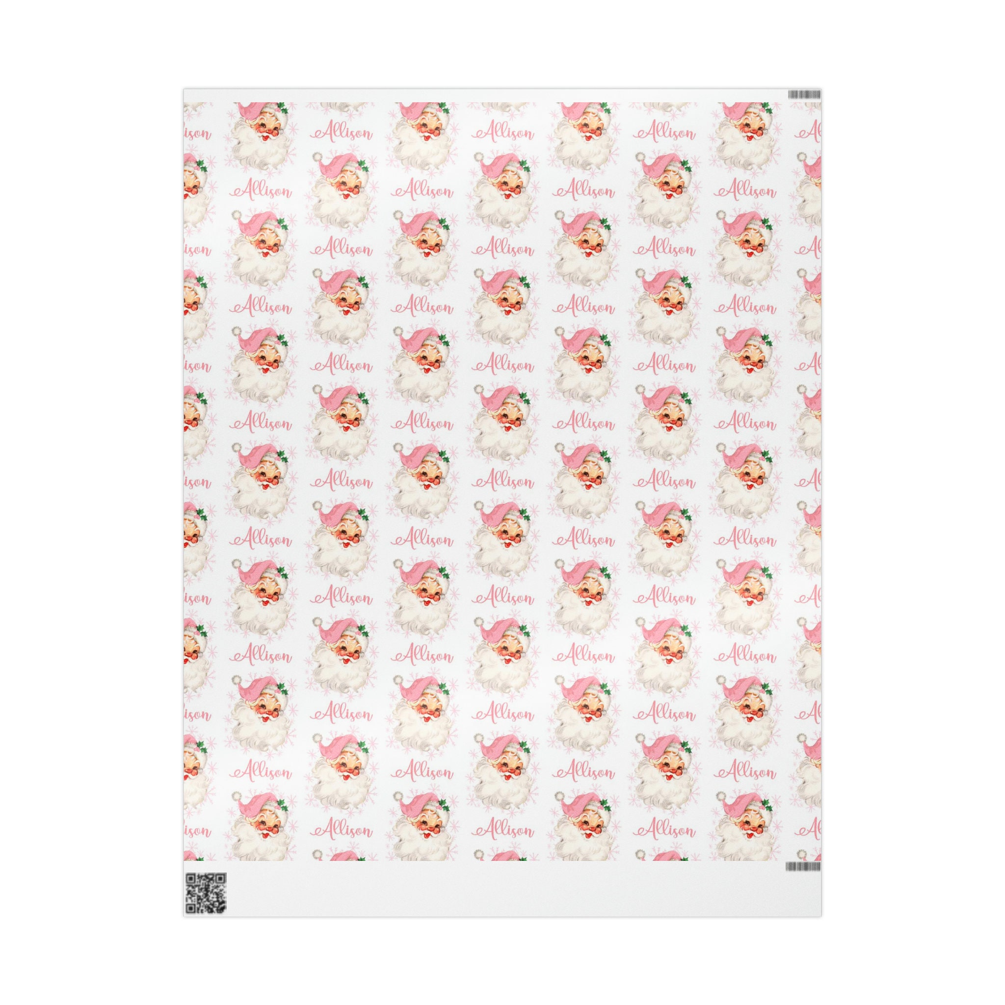 Pink Santa Christmas Wrapping Paper, Wrapping Paper Girl, Christmas ...