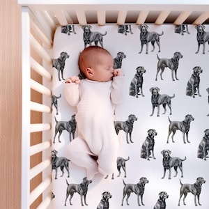 Baby Boy Crib Bedding Set, Black Lab Crib Sheets Boy, Dog Baby Bedding ...