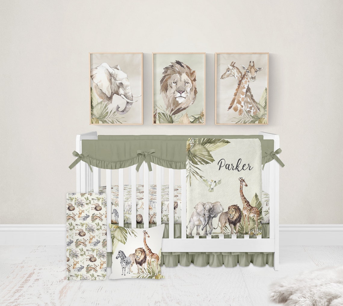 Safari Animals Crib Sheet, Safari Crib Bedding, Safari Nursery, Crib ...