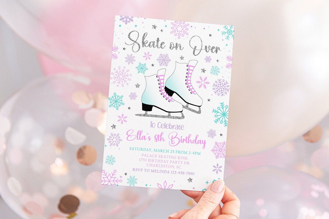 Ice Skating Birthday Invitation Instant Download, Ice Skating Party ...