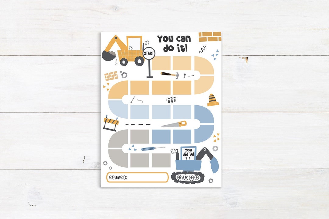 Printable Construction Reward Chart, Construction Truck Kids Behavior ...