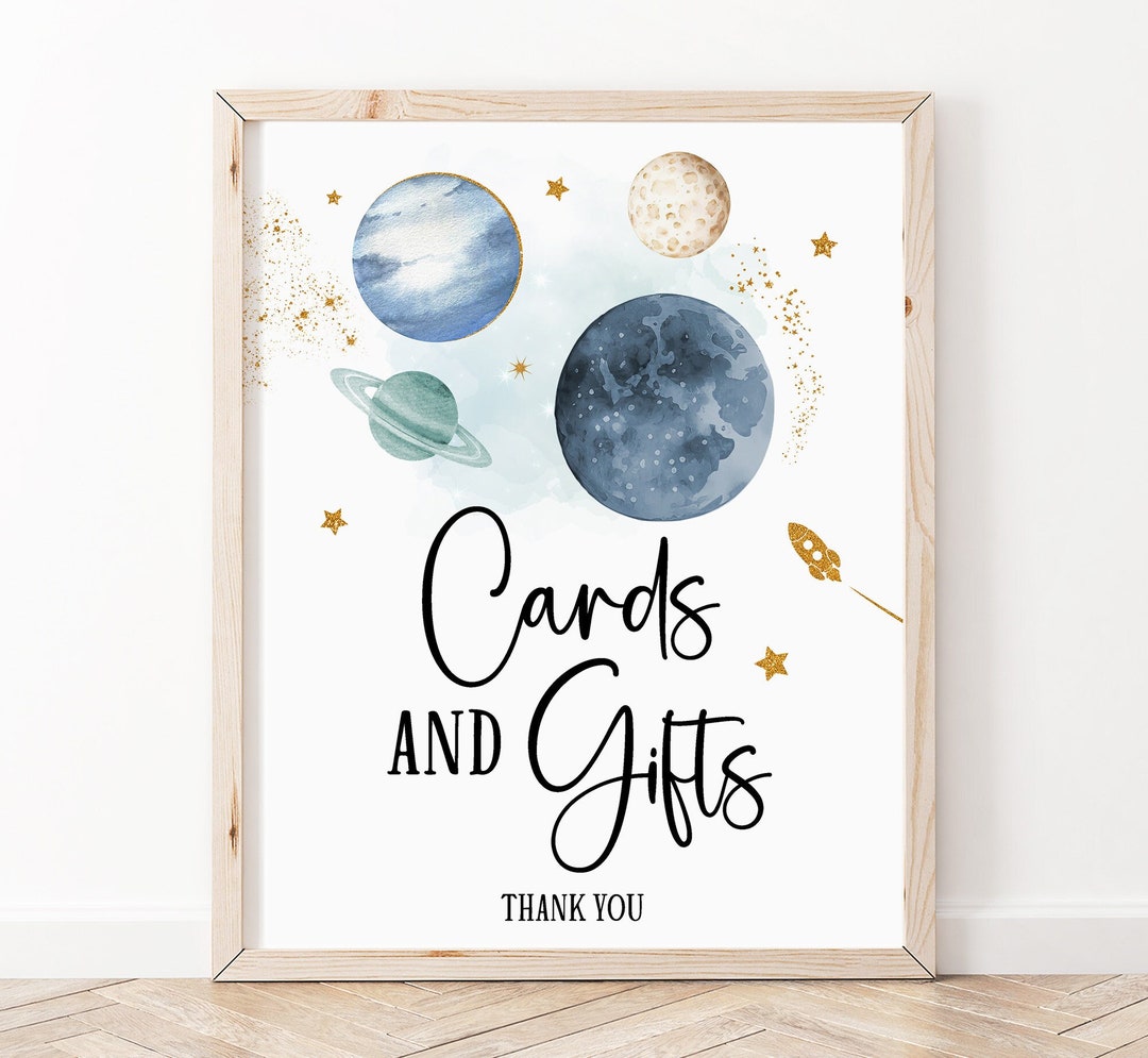 Galaxy Outer Space Cards and Gifts Sign, Outer Space Party Sign, Space ...