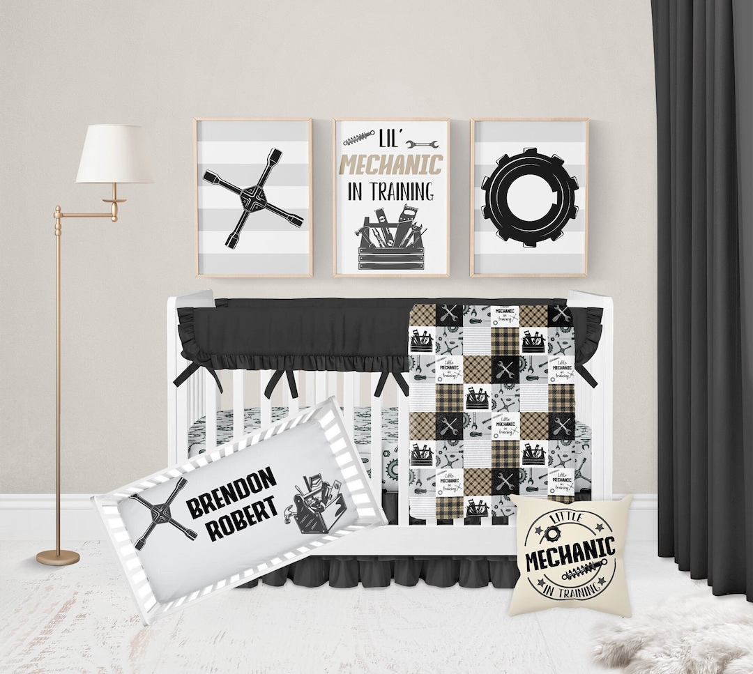 Mechanic Crib Bedding Set, Baby Boy Crib Bedding Set, Mechanic Nursery ...