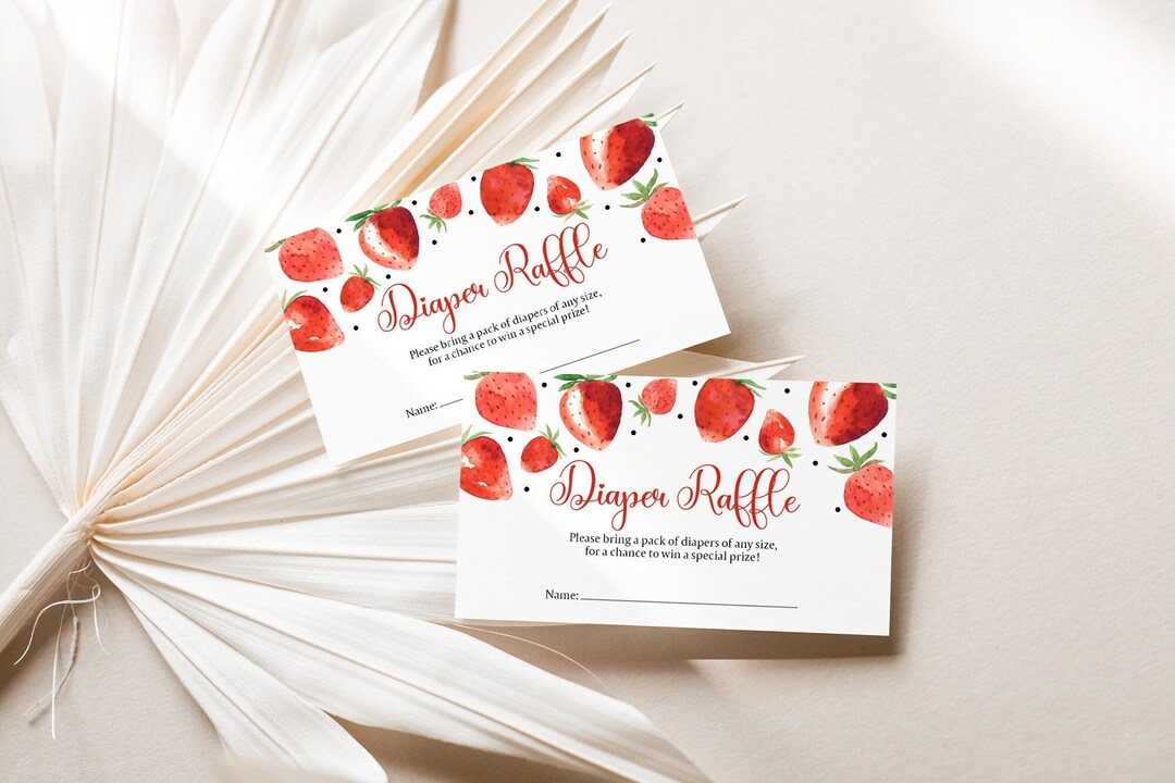 Strawberry Baby Shower Diaper Raffle Ticket, Strawberry Diaper Raffle ...