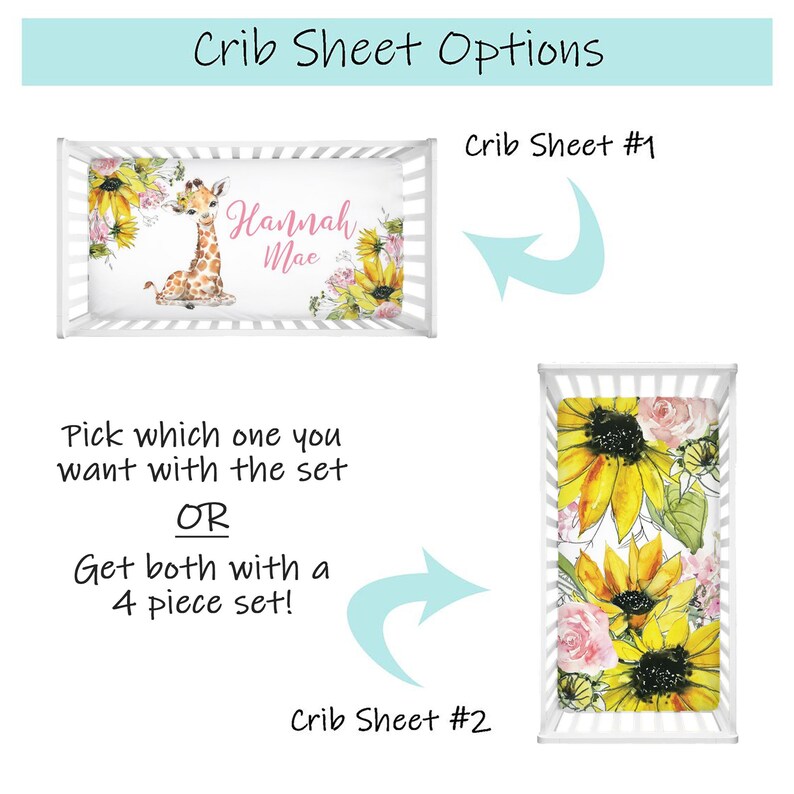 Giraffe Crib Bedding Set Sunflower Crib Bedding Floral Crib - Etsy