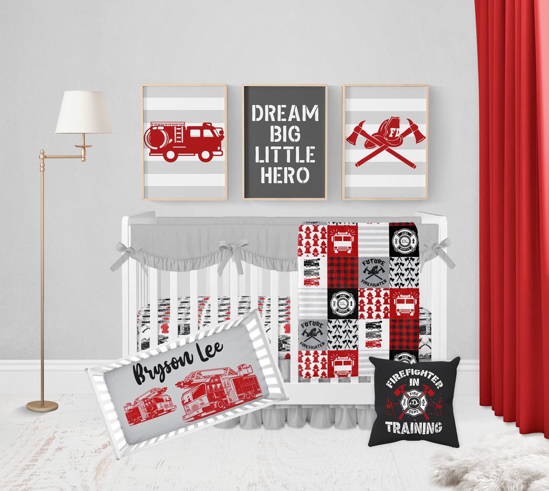 Firefighter Baby Bedding, Boy Crib Bedding Set, Firefighter Nursery ...