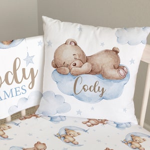 Teddy Bear Crib Bedding Set, Baby Crib Bedding, Blue Nursery Decor Boy ...
