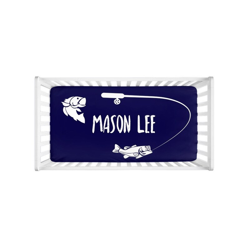 Fishing Crib Sheet, Personalized Crib Sheet, Fish Crib Sheet, Fishing ...