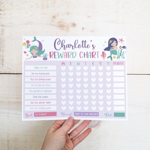 Printable Mermaid Reward Chart, Editable Mermaid Behavior Chart ...