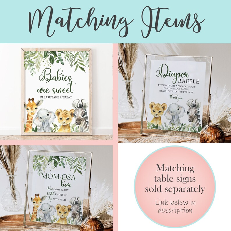 Safari Baby Shower Food Sign Safari Baby Shower Sign Safari - Etsy