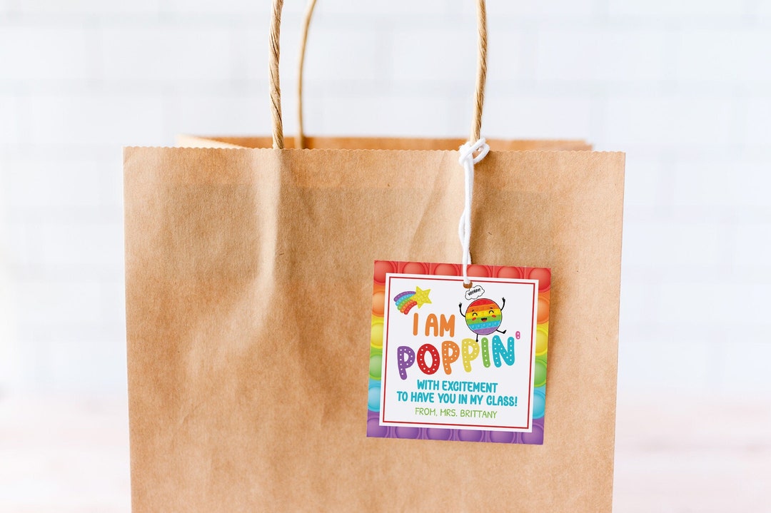 Back to School Gift Tag, Popping With Excitement, Editable First Day of ...