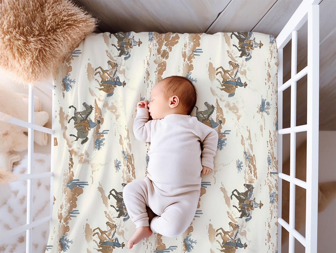 Cowboy Crib Sheets Boy, Baby Boy Crib Bedding Blue, Western Crib ...