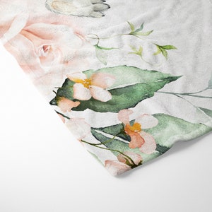 Personalized Bunny Blanket, Pink Floral Baby Blanket, Baby Girl Blanket ...