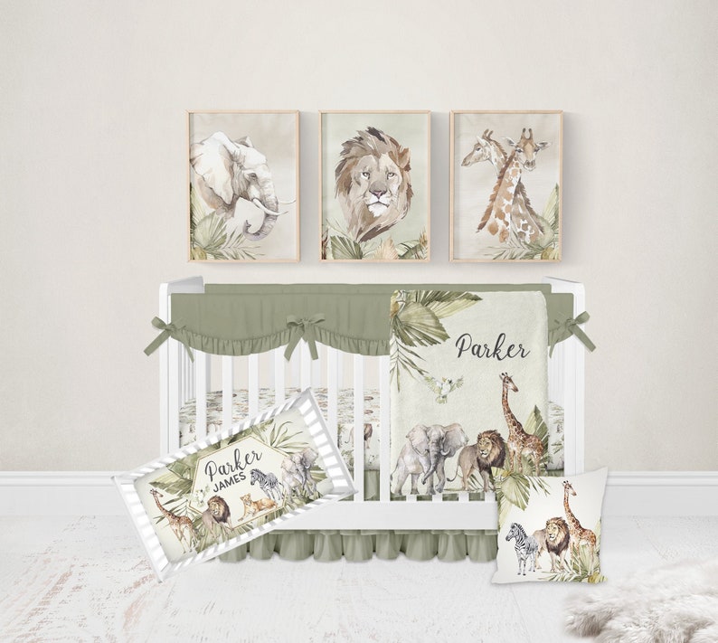 Safari Crib Bedding Set Safari Animal Baby Bedding Set - Etsy