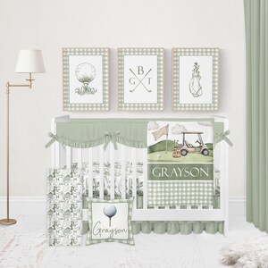 Golf Crib Sheets Boy, Mini Crib Sheet, Sage Green Baby Boy Bedding ...