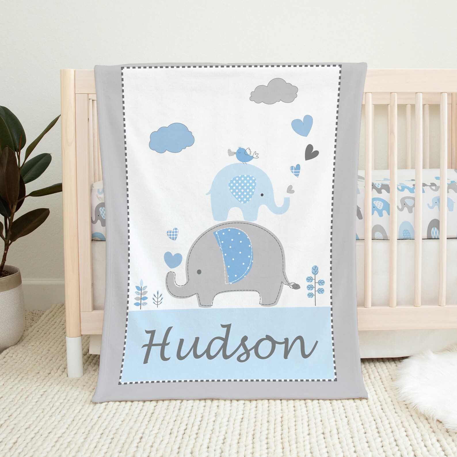 Elephant Baby Bedding Set Baby Boy Crib Bedding Grey Blue - Etsy