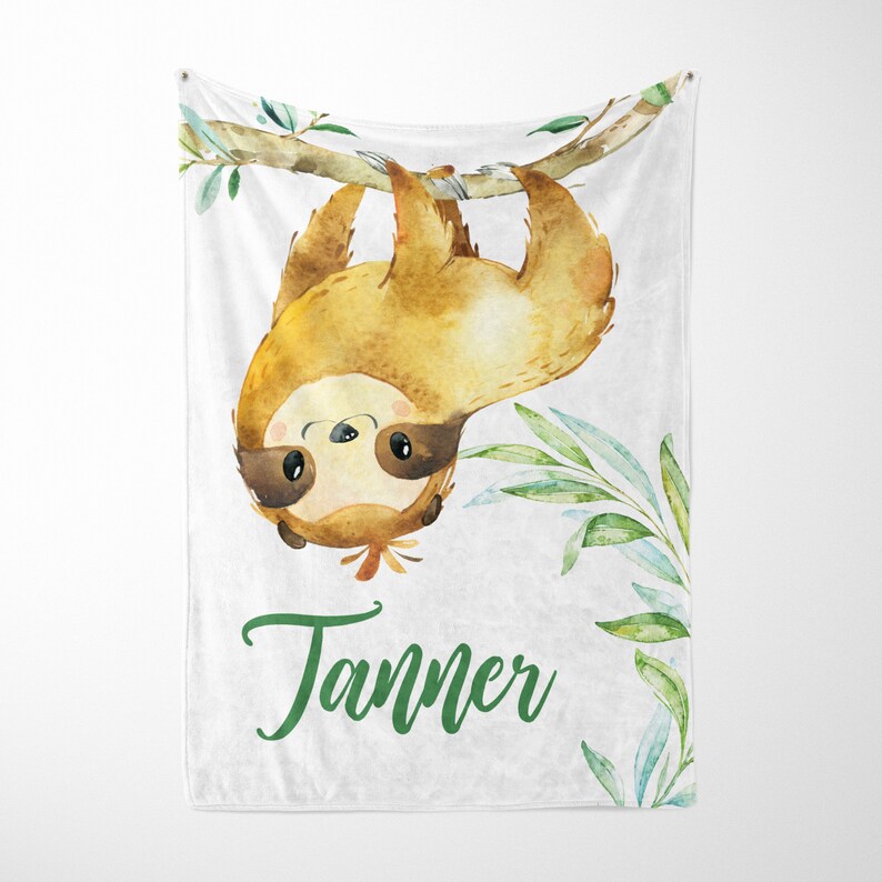 Personalized Sloth Baby Blanket, Baby Boy Blanket, Sloth Blanket, Sloth ...