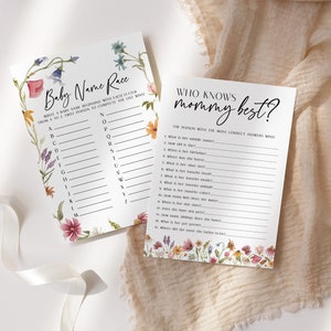 Wildflower Baby Shower Games Bundle, Boho Baby Shower Games Printable ...