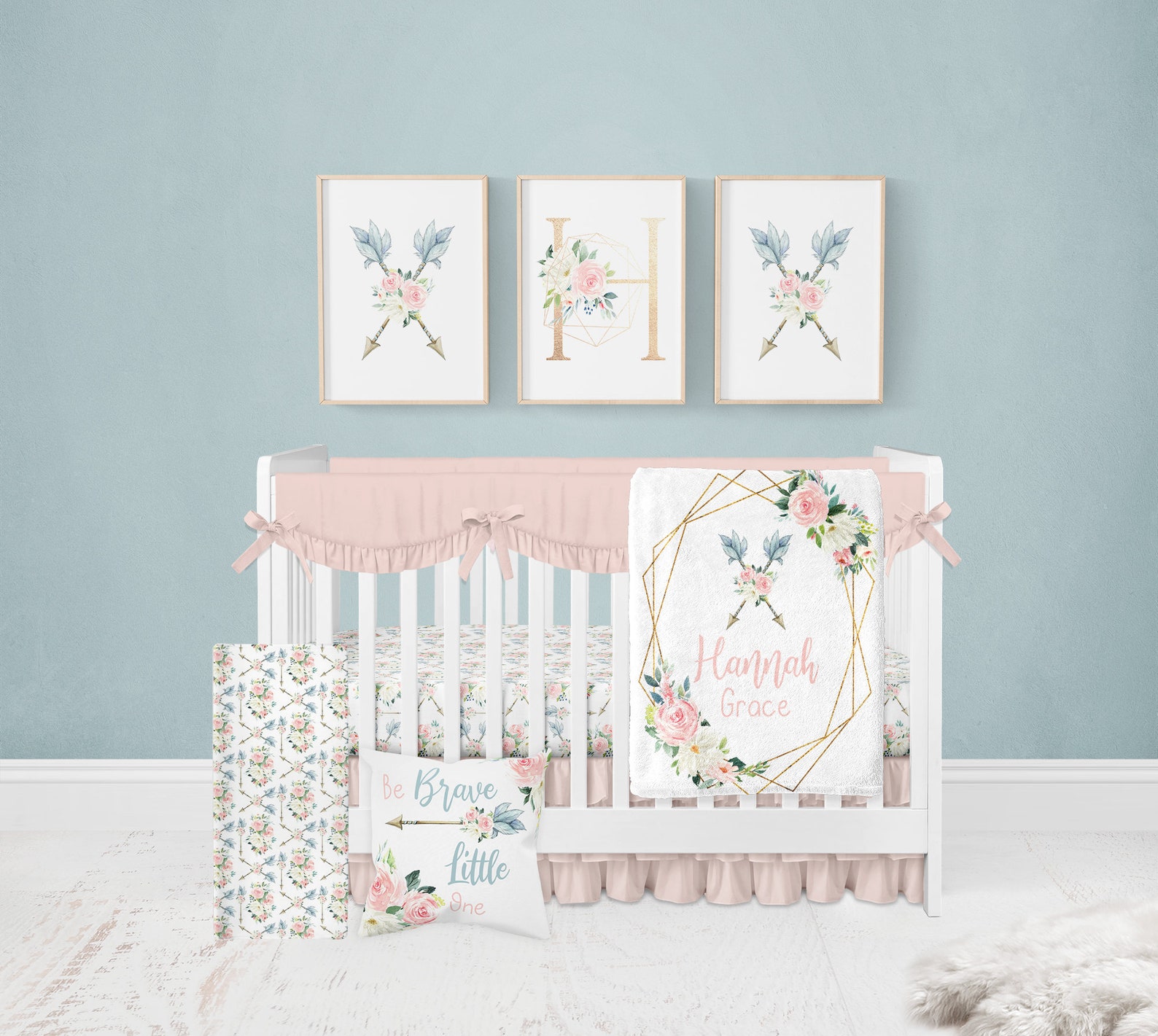 Boho Nursery Bedding Set Boho Crib Bedding Set Baby Girl - Etsy