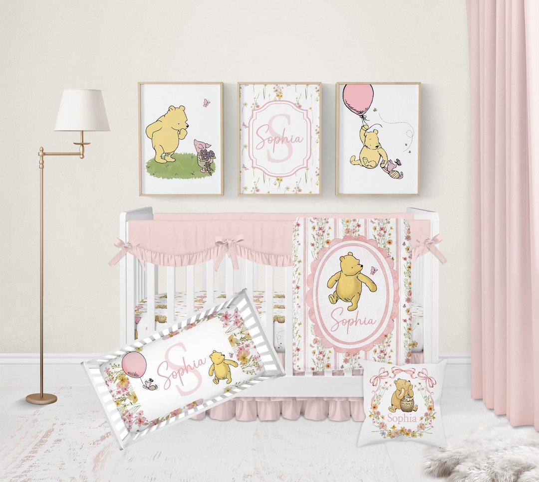 Winnie-the-pooh Crib Bedding Set Girl, Baby Girl Crib Bedding, Classic ...