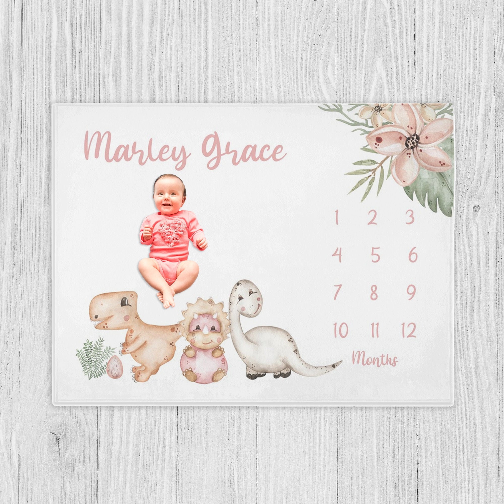 Dinosaur Milestone Blanket Baby Girl Milestone Blanket Baby - Etsy