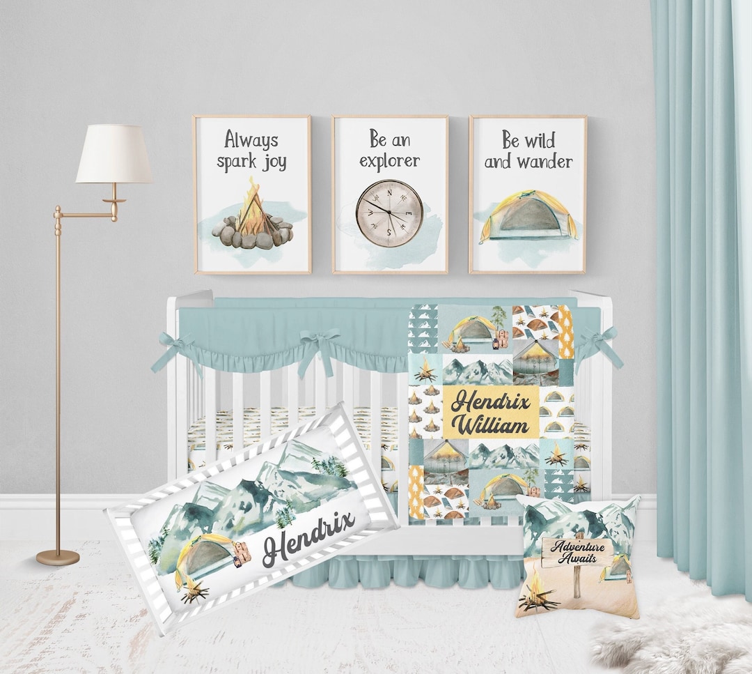 Camping Crib Bedding Set, Baby Boy Crib Bedding, Adventure Crib Bedding ...