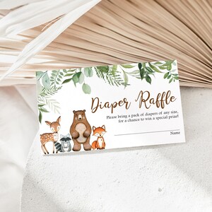 Diaper Raffle Tickets, Woodland Baby Shower Game Printable, Forest ...