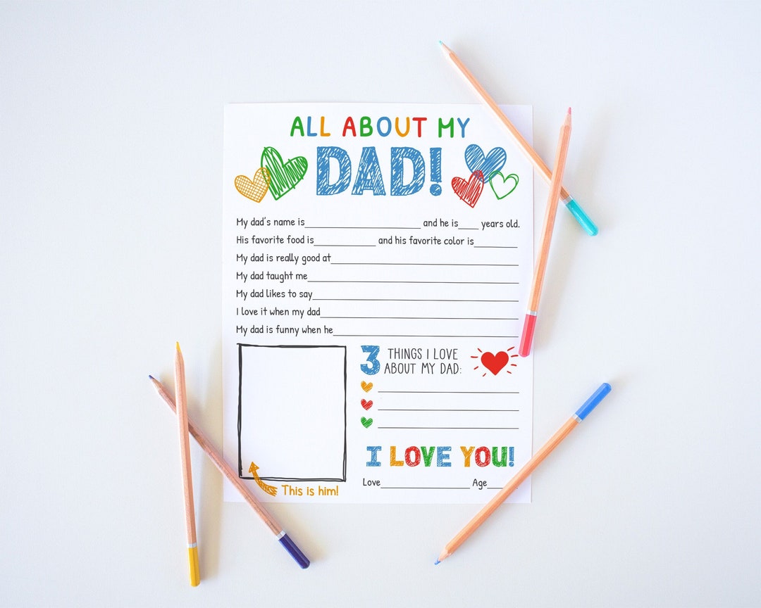 All About My Dad Printable, Fathers Day Gift From Kids Interview, Dad ...