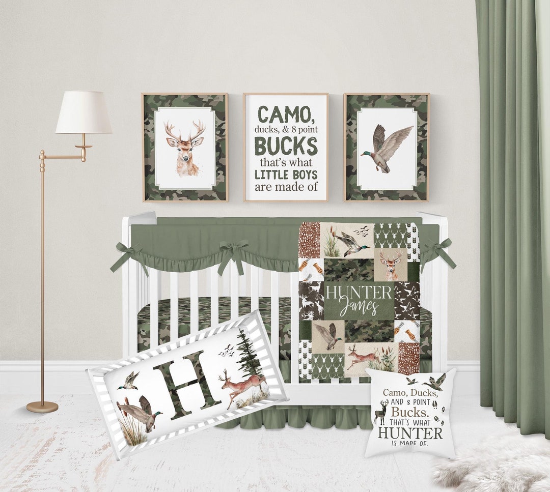 Hunting Crib Bedding Set Boy, Camo Crib Bedding, Mallard Duck Baby ...