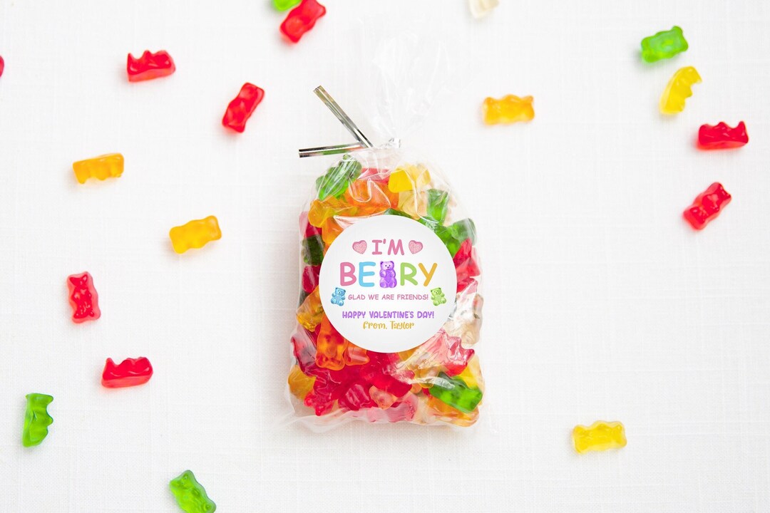 Valentine's Day Stickers, Gummy Bear Valentine Stickers, Personalized ...